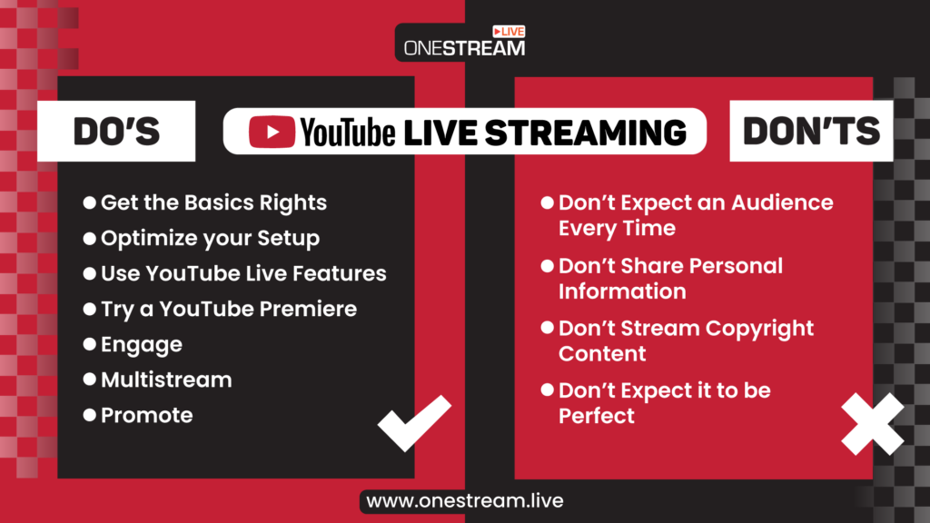 YouTube Live Streaming - Do's & Don'ts | OneStream Live
