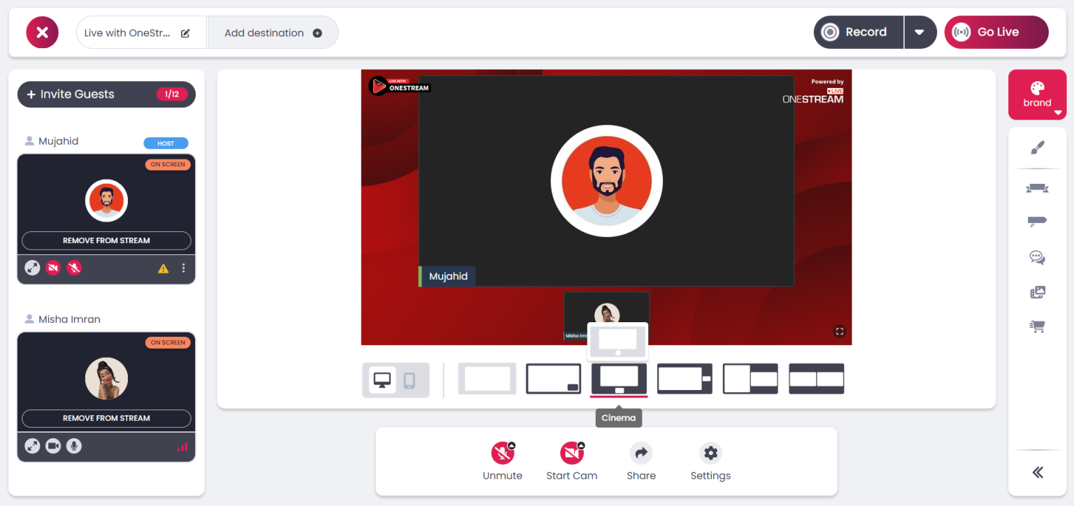 Master Layouts in OneStream Live Studio