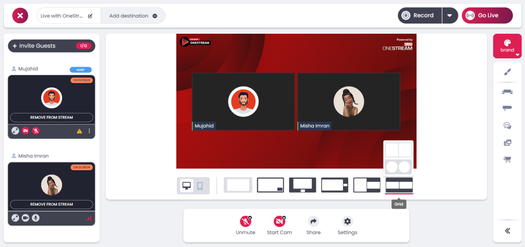 Master Layouts in OneStream Live Studio