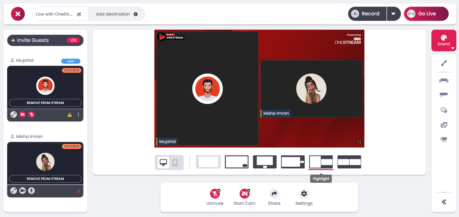 Master Layouts in OneStream Live Studio