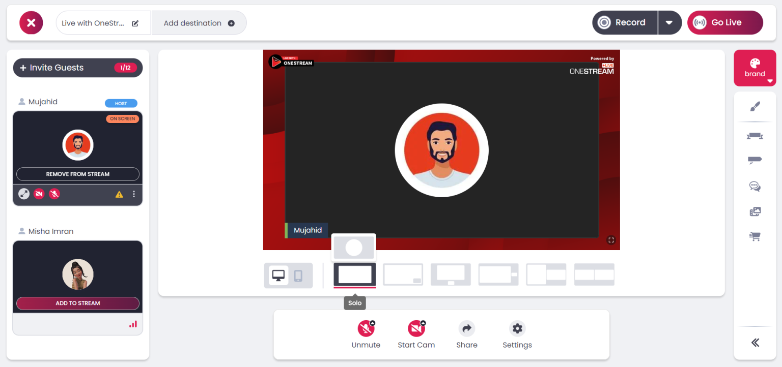 Master Layouts in OneStream Live Studio